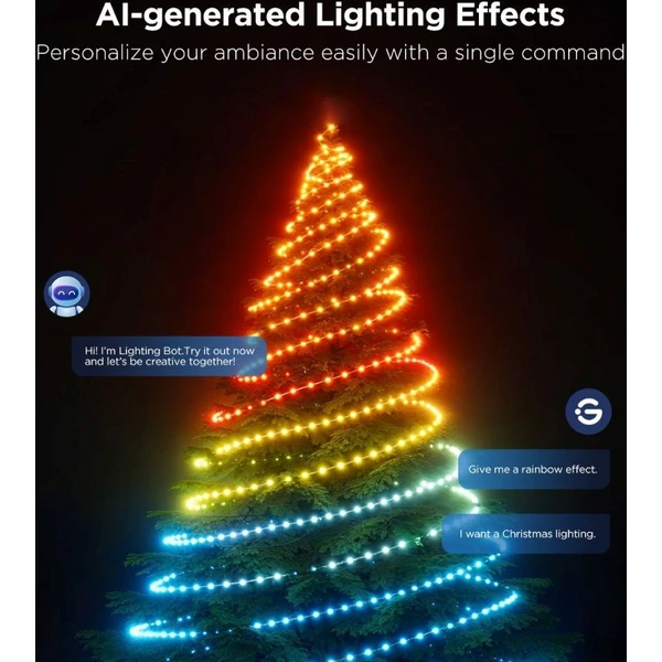 Govee RGBW Matter osvětlení pro vánoční stromek, 20m, 200 LED žárovek ...