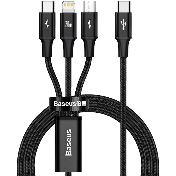 Baseus Datový kabel Rapid 3v1 USB-C/microUSB, Lightning, USB-C 1,5m PD ... Baseus Datový kabel Rapid 3v1 USB-C/microUSB, Lightning, USB-C 1,5m PD ...
