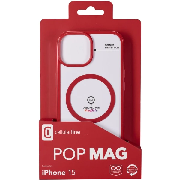 Cellularline POP MAG zadní kryt s MagSafe Apple iPhone 15 čirý/červený ... Cellularline POP MAG zadní kryt s MagSafe Apple iPhone 15 čirý/červený ...
