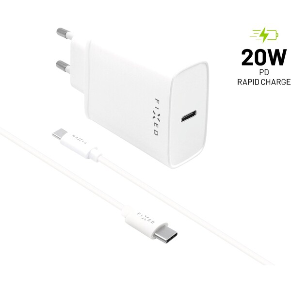 Fixed Síťová Usb C Nabíječka S Usb C Usb C Kabelem Pd 1 M 20w Bílá