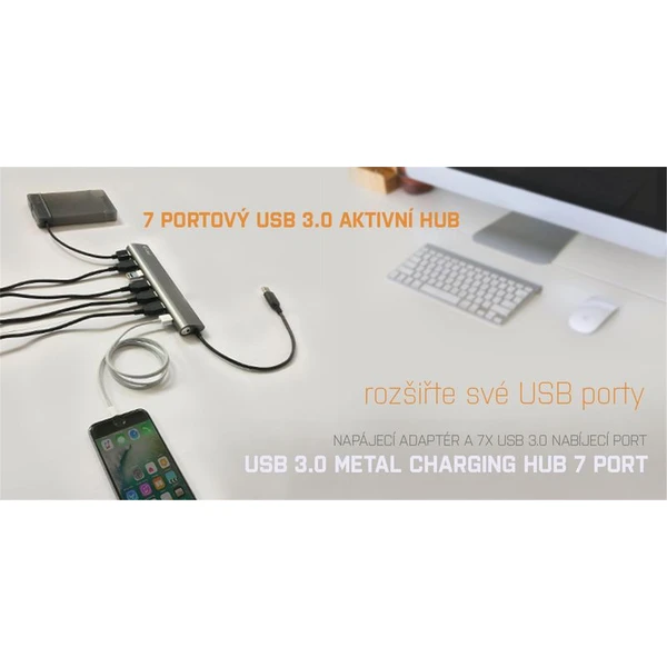 iTec USB 3.0 Hub 7-Port se síťovým zdrojem - iWant.cz