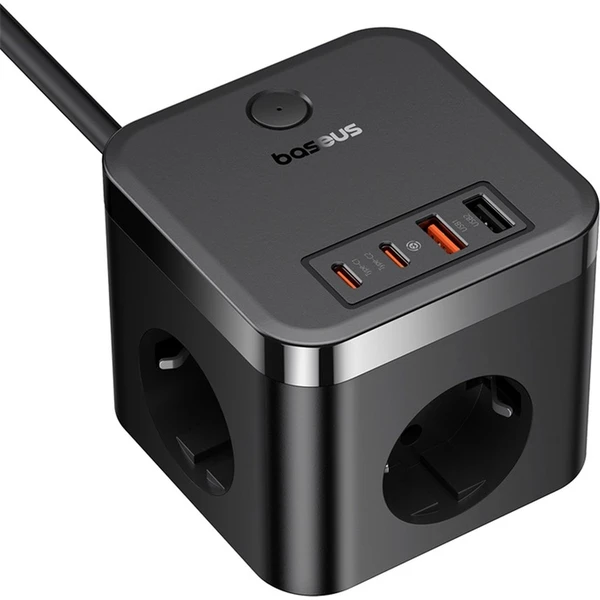 Baseus PowerCombo Cube prodlužovací kabel 3x zásuvka + 2x USB + 2x USB ...