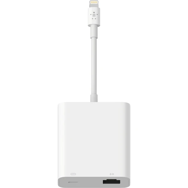 Belkin Lightning adaptér Ethernet (RJ45) + Lighting pro nabíjení bílý ...