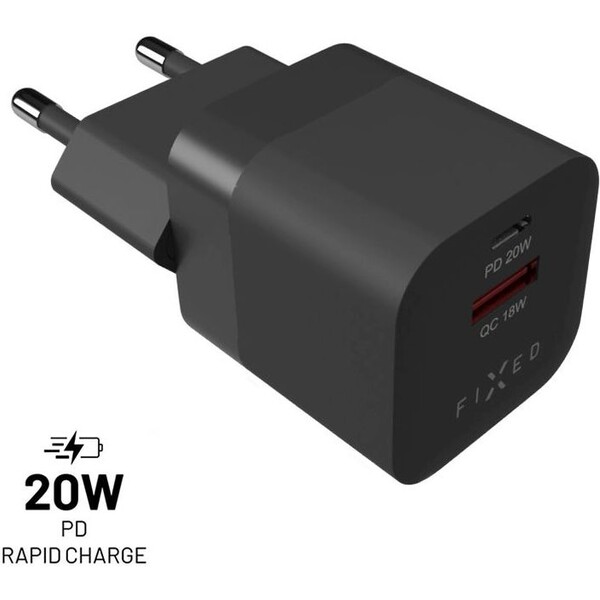 Fixed Mini Nabíječka S Usb C A Usb A Výstupem Pd 20w A Qc 3 0 černá