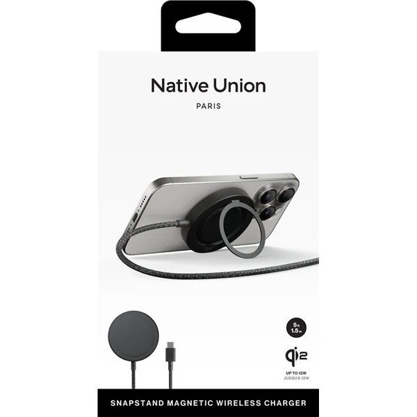 Native Union Snapstand Qi2 (MagSafe) bezdrátová nabíječka černá - iWant.cz
